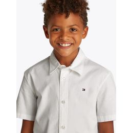 Tommy Hilfiger Jungen Kurzarmhemd "STRETCH OXFORD SHIRT SS", weiß, Gr. 3, unifarben, Web, Obermaterial: 97% Baumwolle, 3% Elasthan, Hemden, mit
