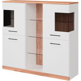 Highboard Home Affaire, B:120cm H:112cm T:35cm, weiß, FSC-zertifizierter Holzwerkstoff, Massivholz, Wohnzimmer, Sideboards, "Ribe,120cm breit,112cm