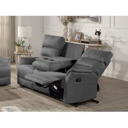 3-Sitzer, B:183cm H:103cm T:96cm, grau, ATLANTIC HOME COLLECTION, 100% PES, Sofas, "Falk", Zwei Relaxfunktionen, klappbare Konsole mit Getränkehalter
