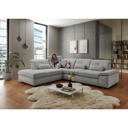 Ecksofa DIE PLANBAR, B:312cm H:85cm T:260cm, silber, 85% Polyester;15% Nylon, Wohnzimmer, Sofas, "MP-IN16012 L-Form Kaltschaum-Polsterung", inkl.