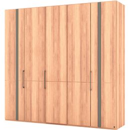 Drehtürenschrank Musterring, B:250cm H:236cm, braun, Schränke, "Sorrent, Kleiderschrank, teilmassiv Eiche", Türen in Eiche massiv mit Absetzung in