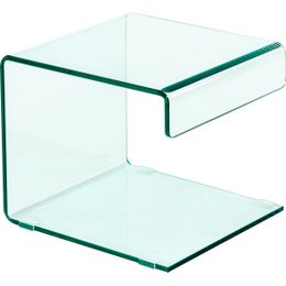 Beistelltisch PAROLI, B:43cm H:41cm T:41cm, transparent, Wohnzimmer, Tische, Sicherheitsglas ESG