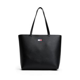 Tommy Jeans Damen Tragetasche "TJW MUST TOTE", schwarz, Lederimitat, Taschen, Damen Umhängetasche, Shopper, Schultertasche mit doppeltem Henkel