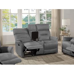2-Sitzer, B:161cm H:103cm T:96cm, grau, ATLANTIC HOME COLLECTION, 100% PES, Sofas, "Falk", Zwei Relaxfunktionen, Mittelkosole mit Stauraum und