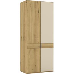 Drehtürenschrank Musterring, B:100cm H:236cm, beige, Schränke, "Savona, Kleiderschrank, Schrank, Garderobe, teilmassiv Eiche", Türen in Bianco-Eiche