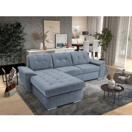 Ecksofa, B:277cm H:92cm T:206cm, blau, exxpo - SOFA FASHION, Wohnzimmer, Sofas, "Derby Inkl. Kopfteilverstellung, wahlw. Bett & Bettkasten, L-Form",