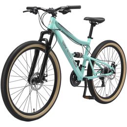 Bikestar Mountainbike, 43cm, 27,5 Zoll (69,85cm), grün, Fahrräder, für Damen und Herren, Kettenschaltung
