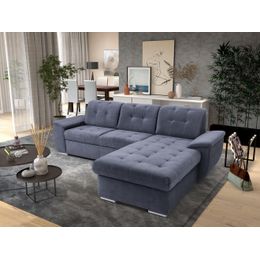 Ecksofa, B:277cm H:92cm T:206cm, blau, exxpo - SOFA FASHION, Wohnzimmer, Sofas, "Derby Inkl. Kopfteilverstellung, wahlw. Bett & Bettkasten, L-Form",