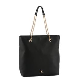 Damen Henkeltasche "MINIMAL MONOGRAM CHAIN TOTE", Calvin Klein Jeans, schwarz, Lederimitat, unifarben, Taschen, Shopper, große Umhängetasche, Damen