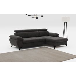 Ecksofa COTTA, B:261cm T:166cm, braun, Wohnzimmer, Sofas, "Hudson L-Form", mit Kopfteilverstellung, wahlweise mit Bettfunktion & Bettkasten