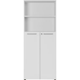 Aktenschrank Germania, B:80cm H:197cm T:40cm, grau, Spanplatte, B&uuml;ro, Schr&auml;nke, "GW-Agenda, Mehrzweckschrank, abschlie&szlig;bar", optional mit 2 offenen