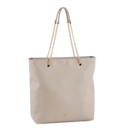 Damen Henkeltasche "MINIMAL MONOGRAM CHAIN TOTE", Calvin Klein Jeans, beige, Lederimitat, unifarben, Taschen, Shopper, große Umhängetasche, Damen