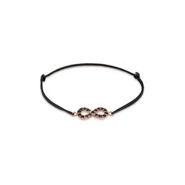 Elli Damen Armband "Infinity Glas Kristalle Schwarz 925 Sterling Silber Rosegold", 17cm,mit Steinen, Silber 925 (Sterlingsilber), schwarz, Silber 925