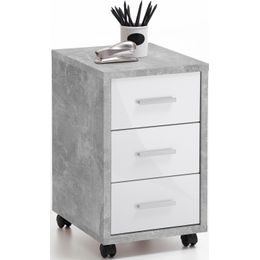 Rollcontainer FMD, B:35cm H:59cm T:42cm, grau, Holzwerkstoff, B&uuml;ro, Rollwagen, "Diego 2", mit 3 Schubk&auml;sten