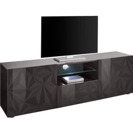 Lowboard Inosign, grau, Wohnzimmer, Sideboards, "Prisma Breite 181 cm, TV-Board 2 Türen, 1 Schubkasten, TV-Schrank", Front mit elegantem Siebdruck,