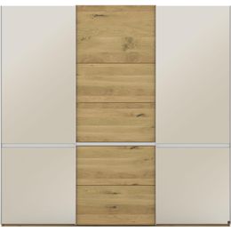 Schwebetürenschrank Musterring, B:250cm H:236cm, braun, Schränke, "Savona, Kleiderschrank, Schrank, Garderobe, mit Schiebetüren", Türen Bianco-Eiche