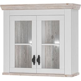 H&auml;ngeschrank Home Affaire, B:92cm H:85cm T:34cm, wei&szlig;, K&uuml;che, Schr&auml;nke, "Florenz, Glash&auml;ngeschrank in Pinie Wei&szlig;, Wandschrank", mit verschn&ouml;rkeltem