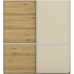 Schwebetürenschrank Musterring, B:200cm H:217cm, beige, Schränke, "Savona, Kleiderschrank, Schrank, Garderobe, mit Schiebetüren", Türen Bianco-Eiche