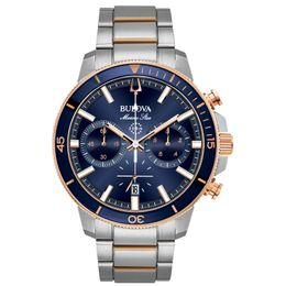 Bulova Herren Chronograph "Marine Star", rosa, Armbanduhren, Armbanduhr, Quarzuhr, Herrenuhr, Edelstahlarmband, Datum