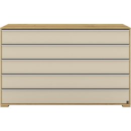 Schubkastenkommode Musterring, beige, Sideboards, "Savona Sideboard, Wäscheschrank, mit Schubladen, teilmassiv, 141 cm", Fronten Glas Champagner,