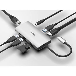 DLink D-LINK Laptop-Dockingstation "DUB-M810 USB-C 8-Port USB 3.0 Hub mit HDMI und Ethernet", B:13,9mm H:3,5mm T:20,3mm, silber, Dockingstationen