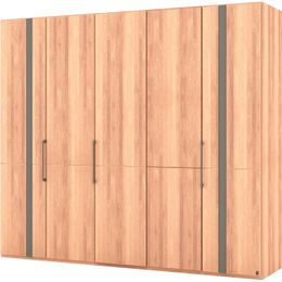 Drehtürenschrank Musterring, B:250cm H:217cm, braun, Schränke, "Sorrent, Kleiderschrank, teilmassiv Eiche", Türen in Eiche massiv mit Absetzung in