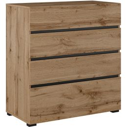 Schubkastenkommode Home Affaire, B:80cm H:85cm T:40cm, braun, FSC-zertifizierter Holzwerkstoff, Melamin, Sideboards, "Cross, moderne grifflose