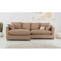 Ecksofa Home Affaire, B:266cm H:80cm T:153cm, braun, 100% Polyester, Wohnzimmer, Sofas, "Coray", Breite 266 cm, extra weich und kuschelig, mit Federn