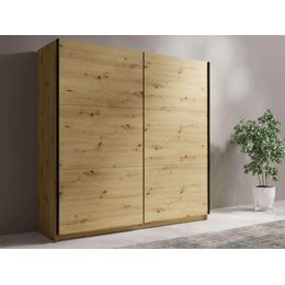 Kleiderschrank Home Affaire, B:150,6cm H:207cm T:61,5cm, beige, Melamin, Schlafzimmer, Schränke, "Kleiderschrank Fresno mit 5 Einlegeböden und