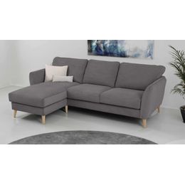 Ecksofa Home Affaire, B:242cm H:88cm T:152cm, grau, 100% Polyester, Wohnzimmer, Sofas, "MARSEILLE (242/152cm),L-Form, Rec. rechts/links",