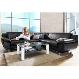Ecksofa Trendmanufaktur, B:267cm H:85cm T:247cm, schwarz, Microfaser PRIMABELLE (100% Polyester);Kunstleder SOFTLUX;Struktur (54% Polyacryl, 46%