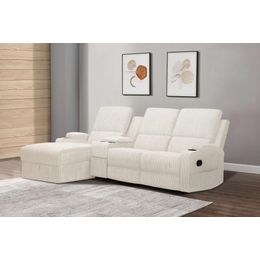 Ecksofa Home Affaire, B:240cm H:105cm T:155cm, beige, Wohnzimmer, Sofas, "NAPORI Multimediasofa, 3er Kinosessel XXL, L-Form, Cord", Kinosofa mit