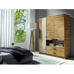 Kleiderschrank Home Affaire, B:158,3cm H:200,5cm T:55cm, braun, Melamin, Kinderzimmer, Schränke, "LAREDO Wäscheschrank komplette Innenausstattung,