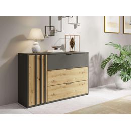 Kommode Home Affaire, B:125cm H:79,5cm T:36,5cm, grau, FSC-zertifizierter Holzwerkstoff, Schlafzimmer, Sideboards, "Kommode Loreto mit 3 Schubladen