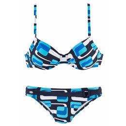 Kangaroos Damen B&uuml;gel-Bikini, blau, Gr. 36, bedruckt, gemustert, Polyamid, Bikini-Sets, im Retro-Design
