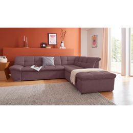 Ecksofa DOMO collection "Lagoa, moderne Sitzheftung, bequem und komfortabel, L-Form", lila (beere), B:271cm H:76cm T:232cm, Sofas, Ecksofa, wahlweise mit Bettfunktion, frei im Raum stellbar, gro&szlig;e Farbvielfalt