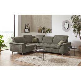 Ecksofa DOMO collection "Franzi, zeitlos und elegant, moderne Sitzheftung, L-Form", gr&uuml;n (dunkelgr&uuml;n), B:275cm H:81cm T:214cm, Sofas, Ecksofa, wahlweise mit Kopfteilverstellung (dann Breite: 275 cm)