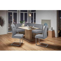 Eckbank Home Affaire "Rab", grau (grau (fantasy 8202), silberfarben), B:180cm H:88cm T:140cm, Polyester, Sitzbänke, in 2 Breiten (180 oder 200 cm), Bezug in verschiedenen Qualitäten