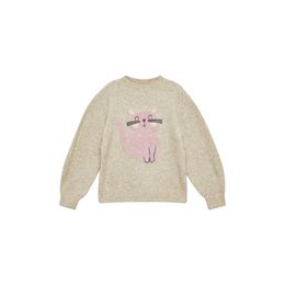 s.Oliver JUNIOR Jungen Strickpullover, beige, Gr. 128, bestickt, Strick, Obermaterial: 53% Polyamid, 41% Polyacryl, 6% Elasthan, Pullover, mit