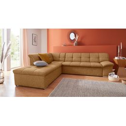 Ecksofa DOMO collection "Lagoa, moderne Sitzheftung, bequem und komfortabel, L-Form", gold, B:271cm H:76cm T:232cm, Sofas, Ecksofa, wahlweise mit Bettfunktion, frei im Raum stellbar, gro&szlig;e Farbvielfalt