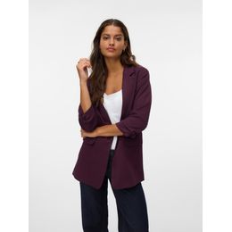 Véro Moda VERO MODA Damen Longblazer "VMFRIDA LS REGULAR BLAZER NOOS", rot, Gr. 40, unifarben, Web, Obermaterial: 63% Polyester, 36% Viskose, 1% Elasthan,
