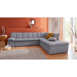 Ecksofa DOMO collection "Lagoa, moderne Sitzheftung, bequem und komfortabel, L-Form", grau, B:271cm H:76cm T:232cm, Sofas, Ecksofa, wahlweise mit Bettfunktion, frei im Raum stellbar, gro&szlig;e Farbvielfalt
