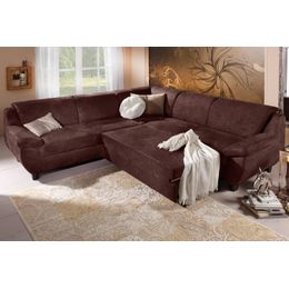 Ecksofa Home Affaire "Yesterday zeitlos und komfortabel, gem&uuml;tliche Armlehnen L-Form", braun, B:254cm H:80cm T:91cm, Antikleder-Optik Melrose (100% Polyester);Struktur (100% Polyester);Primabelle-Microfaser (100% Polyester), Sofas, Ecksofa, gleichschenklig, wahlweise mit Bettfunktion