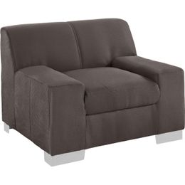 Sessel DOMO collection "Bero, elegant und zeitlos, kubisch und bequem", grau (stone), B:101cm H:74cm T:85cm, Feinstruktur (100% Polyester);Luxus-Microfaser (100% Polyester);Struktur fein (100% Polyester), Sessel, Sessel