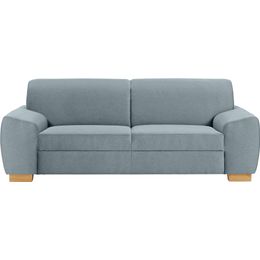 2,5-Sitzer DOMO collection "Incanto, kubische Formensprache, komfortabel, flache Armlehnen", blau (eisblau), B:220cm H:81cm T:89cm, Sofas