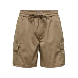 Only & Sons ONLY & SONS Herren Cargoshorts "ONSKAL CARGO 0287 SHORTS CS", braun, Gr. S, unifarben, Web, Obermaterial: 100% Baumwolle, Hosen