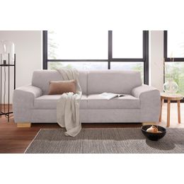 2,5-Sitzer DOMO collection "Incanto, kubische Formensprache, komfortabel, flache Armlehnen", grau (taupe), B:220cm H:81cm T:89cm, Sofas