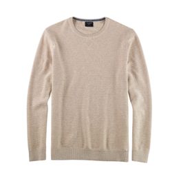 OLYMP Herren Rundhalspullover "OLYMP Strick Casual", beige, Gr. XXL, Obermaterial: 100% Baumwolle, Pullover, mit modischem Strukturmuster
