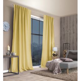 Vorhang HOME BASICS "ESKIMO" Gr. 1, gelb, B:135cm H:145cm, Polyester, Gardinen, Thermostoff Uni ESKIMO