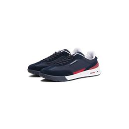 Tommy Hilfiger Herren Sneaker "RETRO RUNNER NYLON MIX", Gr. 46, blau, Textil, Veloursleder, Schuhe, Freizeitschuh, Halbschuh, Schnürschuh mit